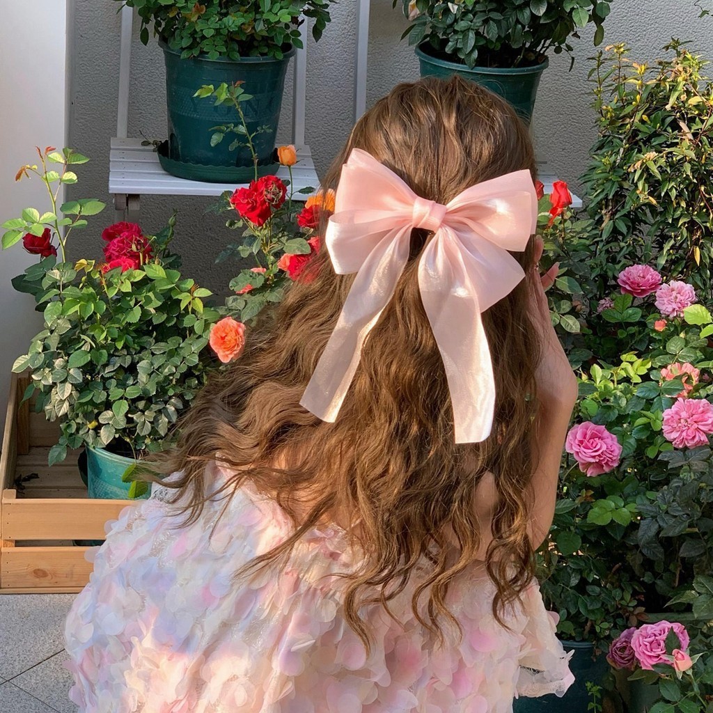 Mori Senmei Korean Hair Clips Hair Pins with Bow Streamers Mesh Ribbon ...
