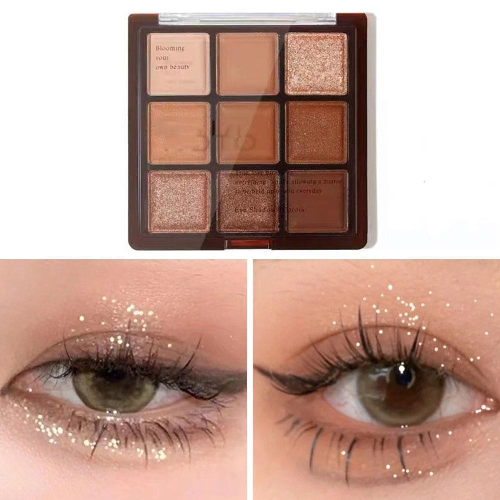 Chocolate Nine Colors Eyeshadow Palette Glitter Pearl Matte Large Earth ...