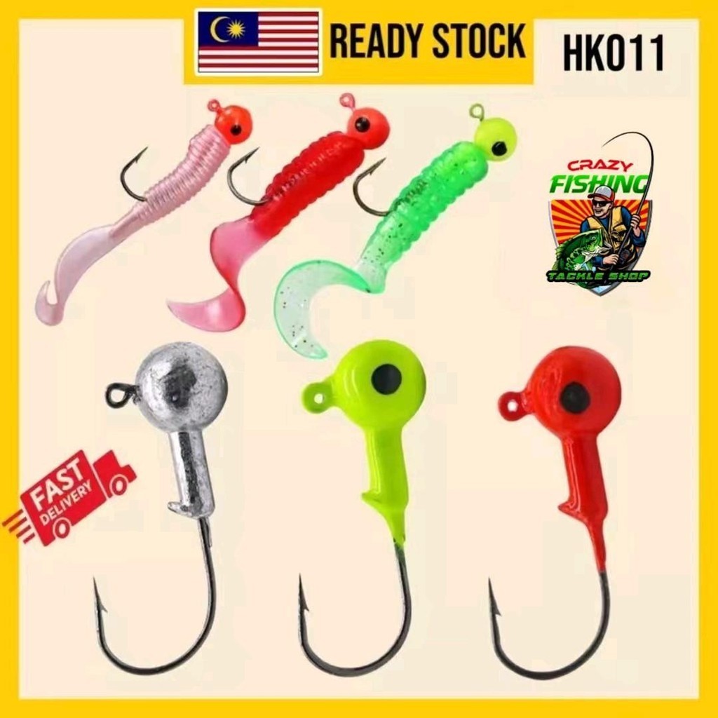 Crazy《HK011》Jig Head Fishing Hook Softplastic casting Matakail mancing ...