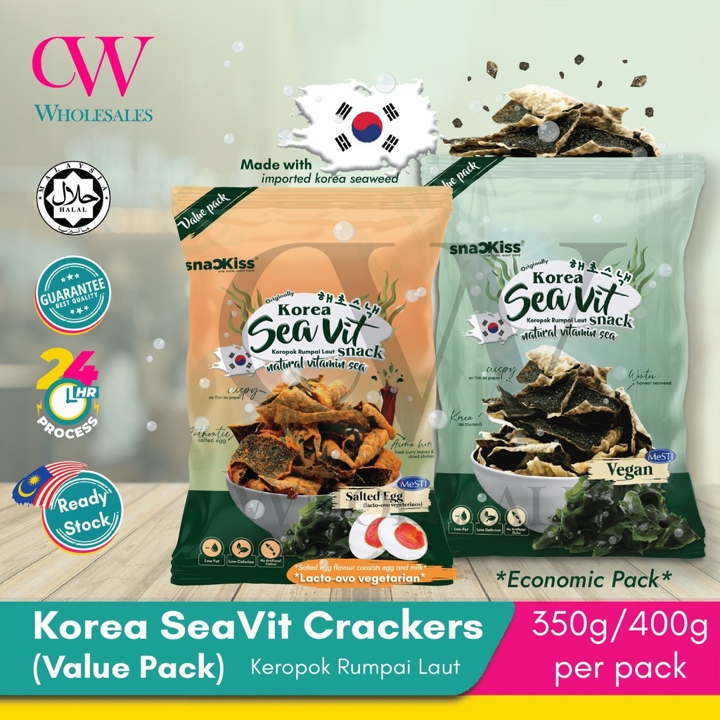 SNACKISS Seavit 400g Vegan| Spicy 350g Salted Egg| Golden Cereal Crispy ...