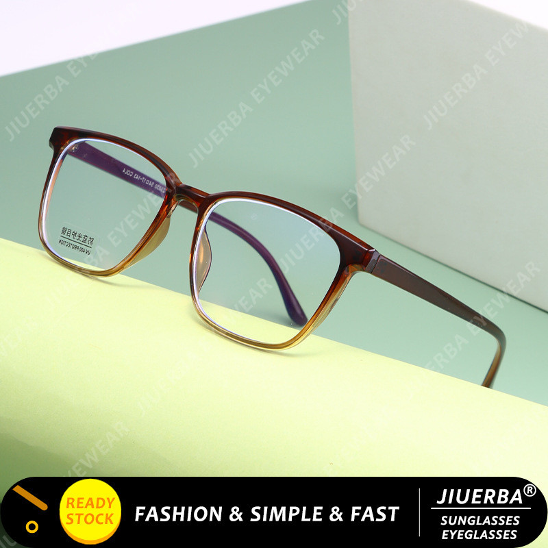 Jiuerba Simple Square Frame Glasses Korean Fashion Ultra Light Anti Blue Light Eyeglasses