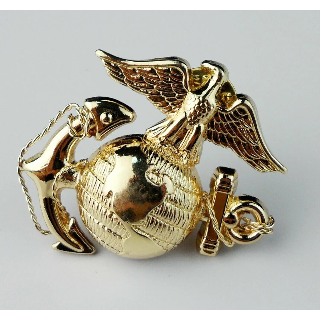 Golden USMC Cap Badge Pin Marine Corps Officer Hat Insignia Military ...