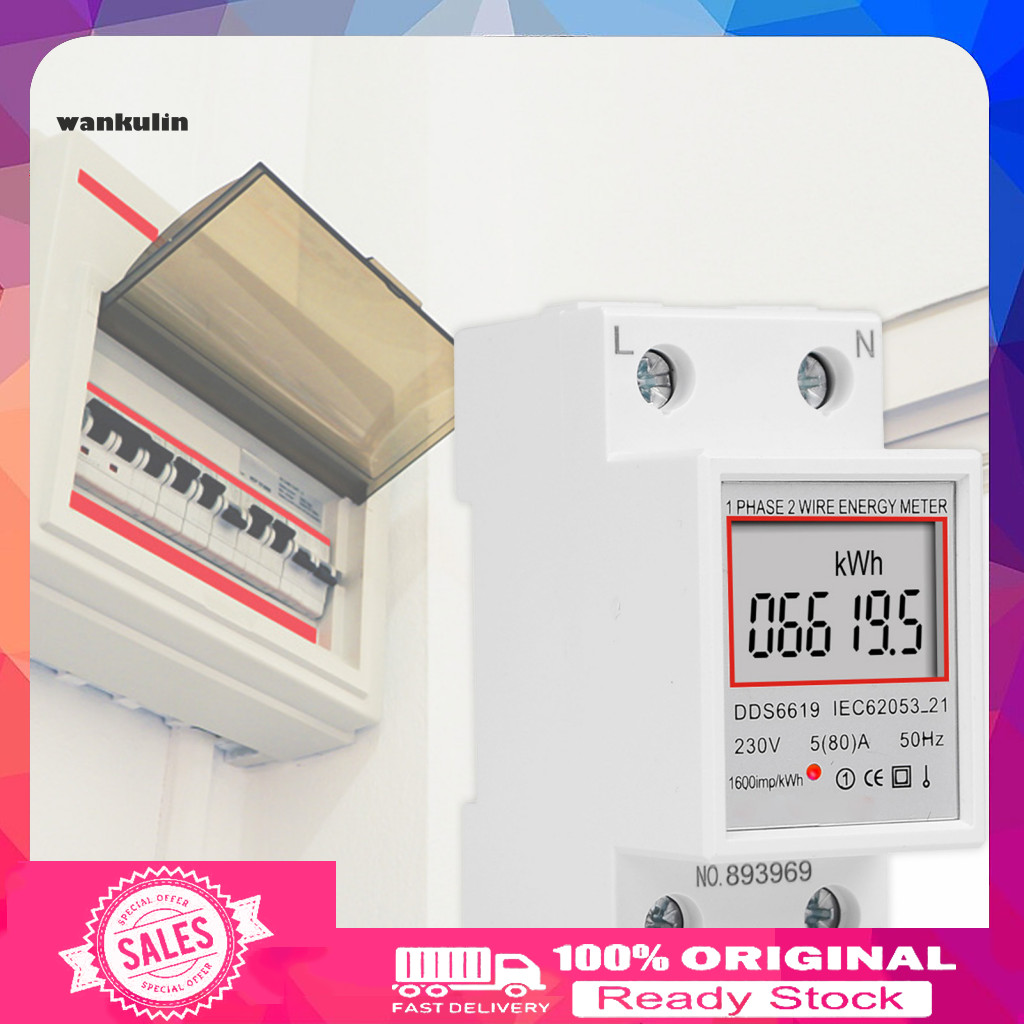 DDS6619-007 LCD Digital Display Electric Energy Meter Single Phase 1600imp/kWh Two Wire 50hz Din ...