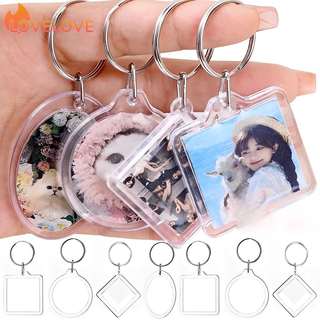 Transparent Plastic Square Mini Photo Keychain Homemade DIY Acrylic ...