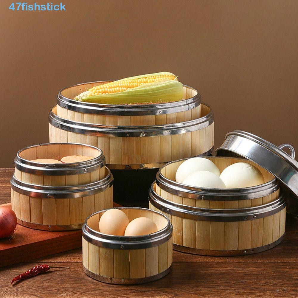 FISHSTICK Bamboo Steamer Bao Buns For Cooking Bamboo Lid Kitchen Gadget ...