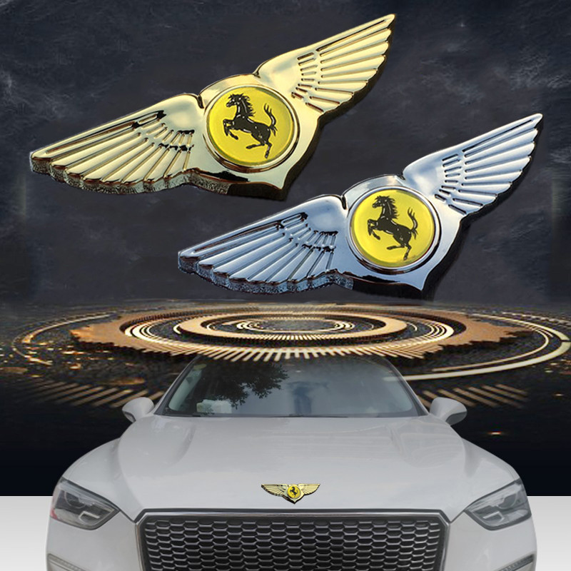 Metal Car Sticker Front Grille Badge Wings Emblems for Ferrari 488 812 ...