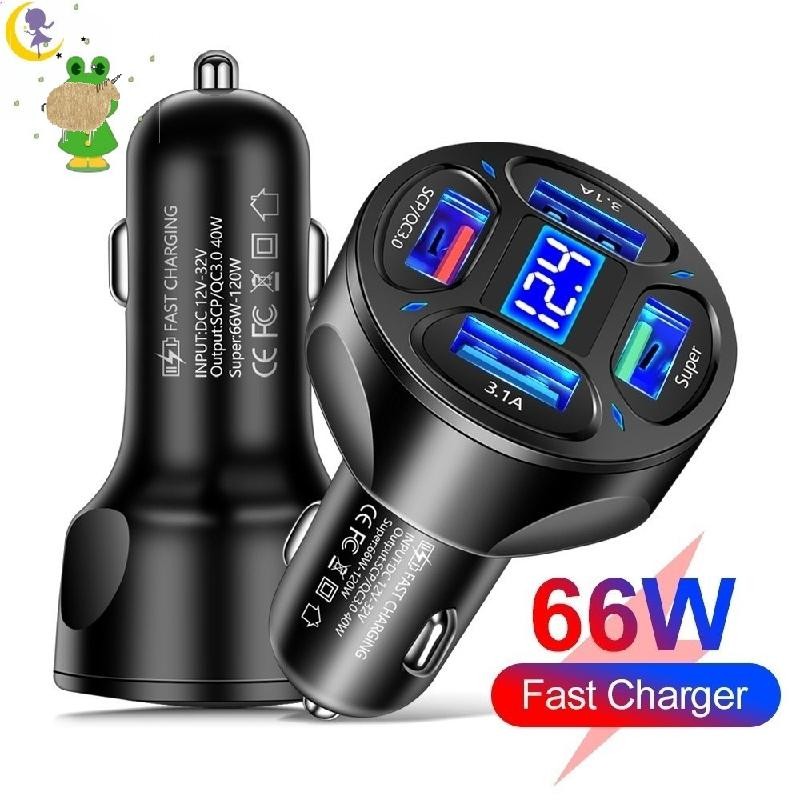 66W Car Charger LED Digital Display 4USB Supports Fast Charging ...