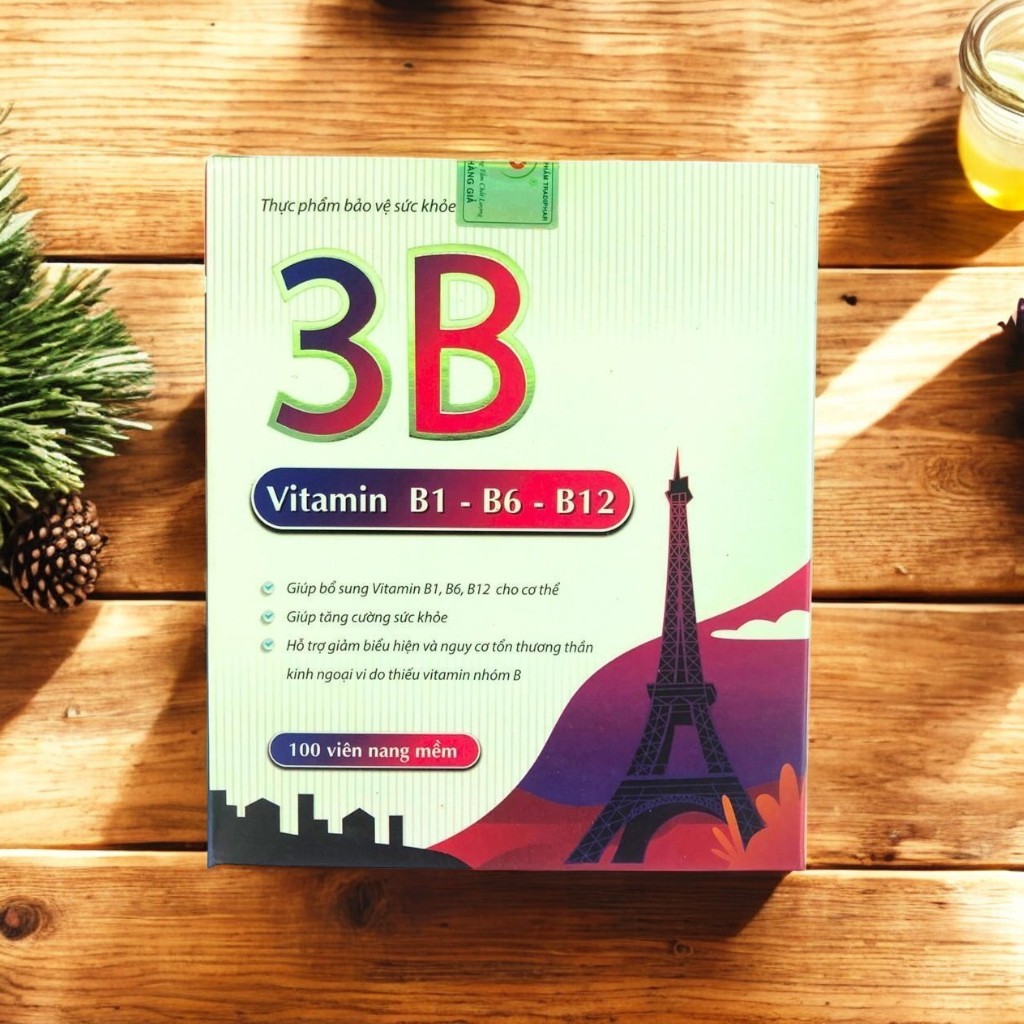 Vitamin 3B Vitamin B1 B6 B12 supplement, box of 100 soft capsules ...