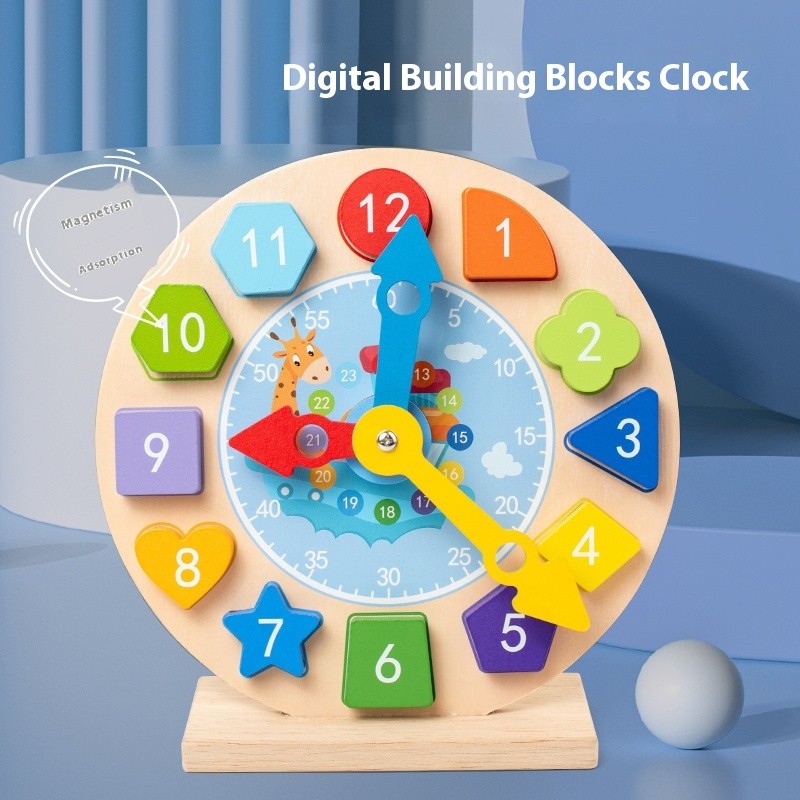 [Ready Stock] Multifunctional Clock Teaching Aids Magnetic Wooden ...