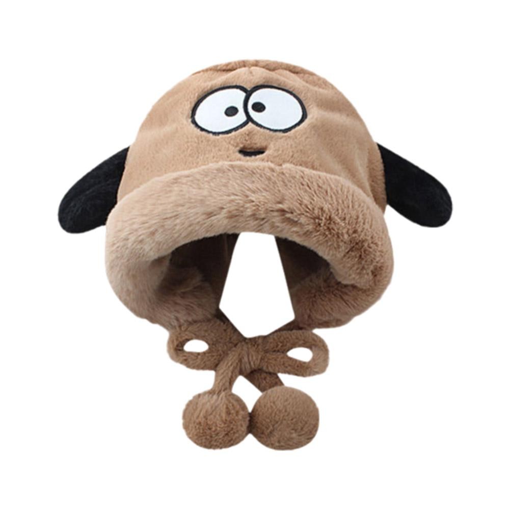 Big Eyed Dog Cute Cartoon Little Dog Plush Hat Keep In Ears Protect In ...