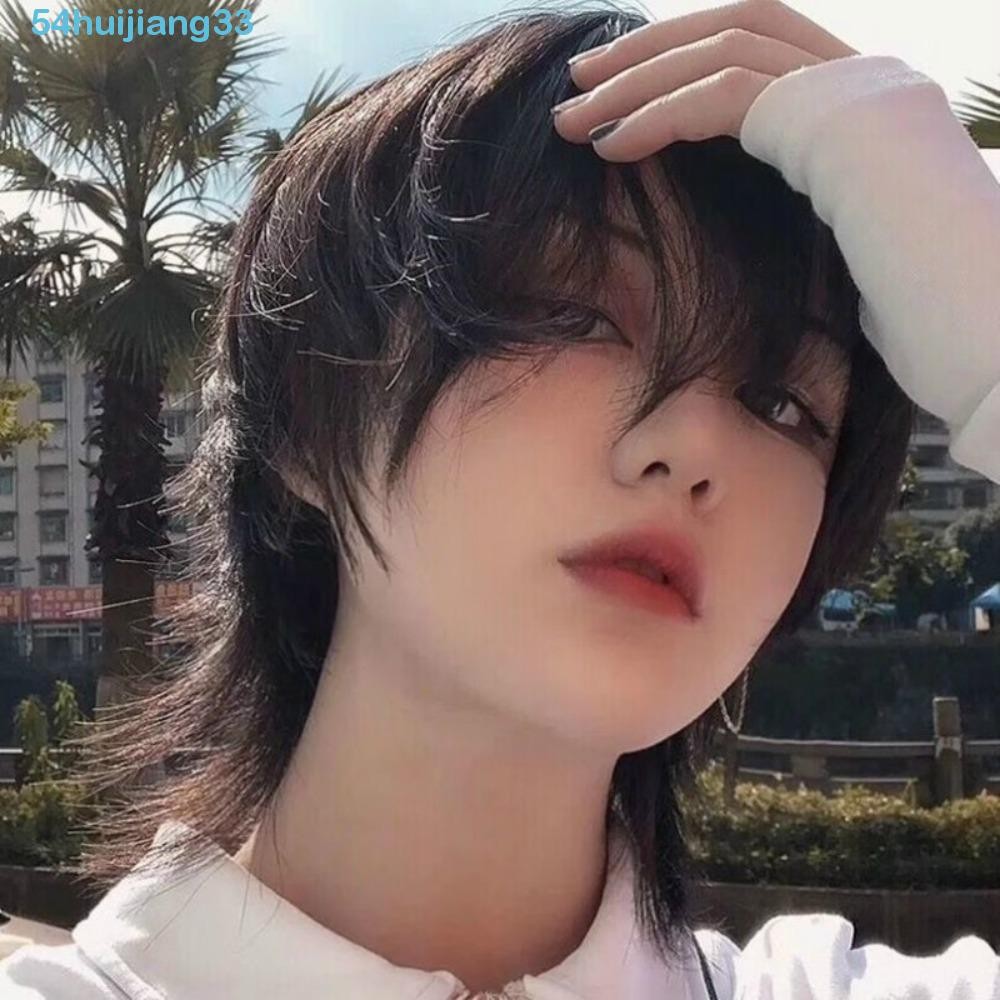 HUIJIANG Mullet Head Wigs with Bangs, Synthetic Fluffy Long Cosplay Wig, Wolf Tail Layered ...