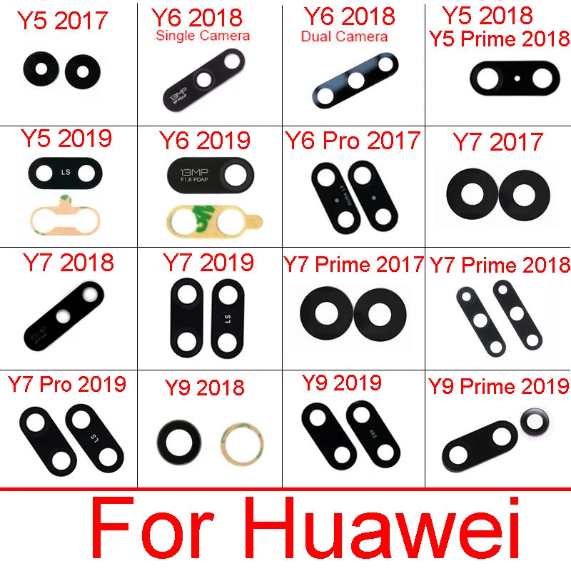 Back Rear Camera Glass Lens With Sticker For Huawei Y5 Y6 Y7 Y9 Pro ...