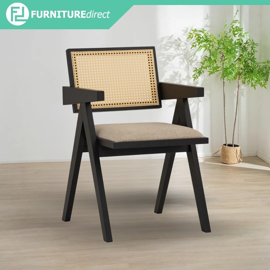 Furniture Direct KAIRA Black Solid Wood Synthetic rattan back rest ...