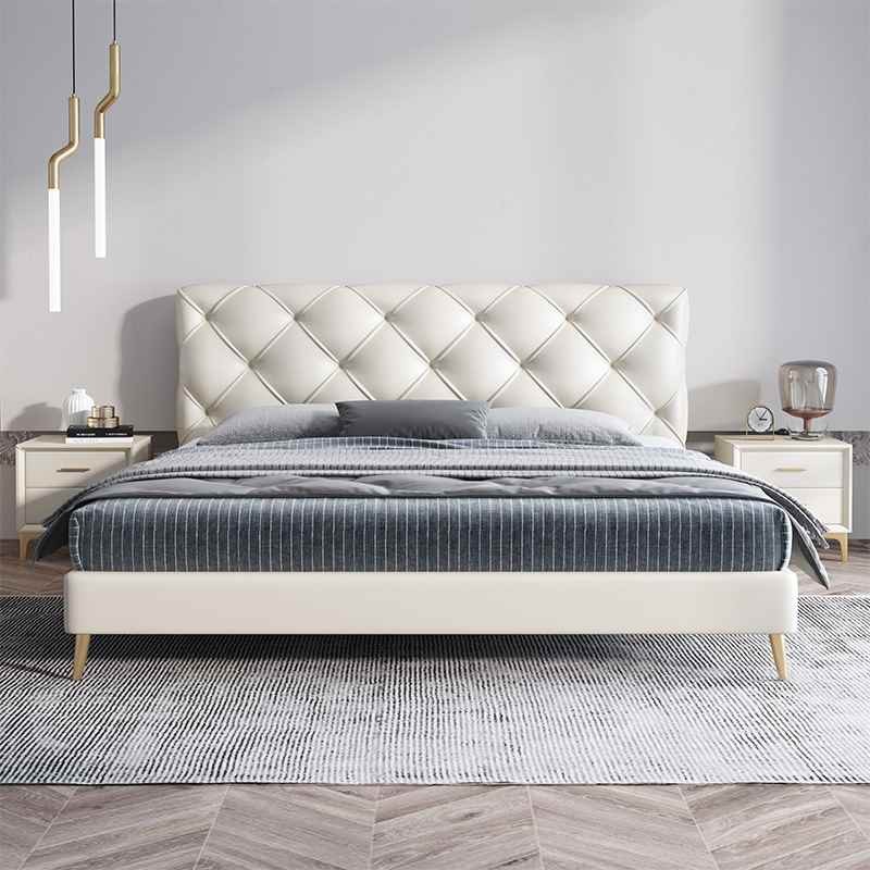Katil Kulit Napa Minimalis Itali Cahaya Mewah Moden Ringkas Kayu ...