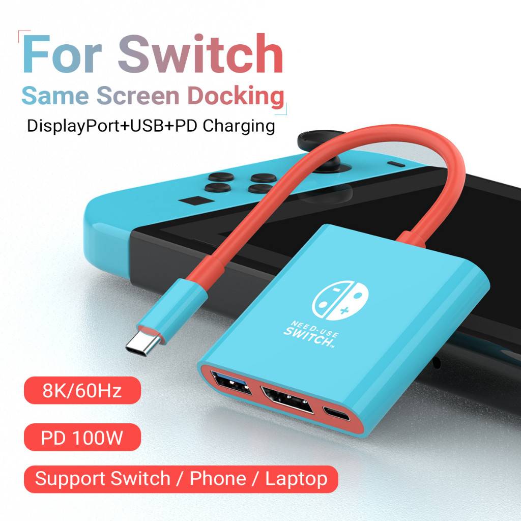 DisplayPort Switch Dock untuk Nintendo Switch, Docking Station Portable ...