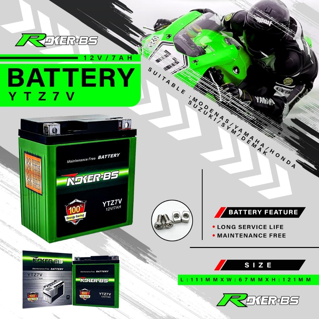 ROKER-BS BATTERY GEL YTZ7V 12V/7AH NVX155/NMAX/BELANG 150/VARIO 125 ...