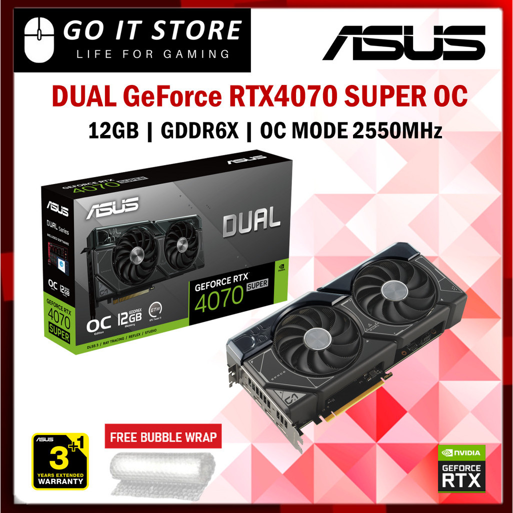 ASUS Dual GeForce RTX™ 4070 SUPER OC Edition 12GB GDDR6X GRAPHIC CARD ( DUAL-RTX4070S-O12G ...