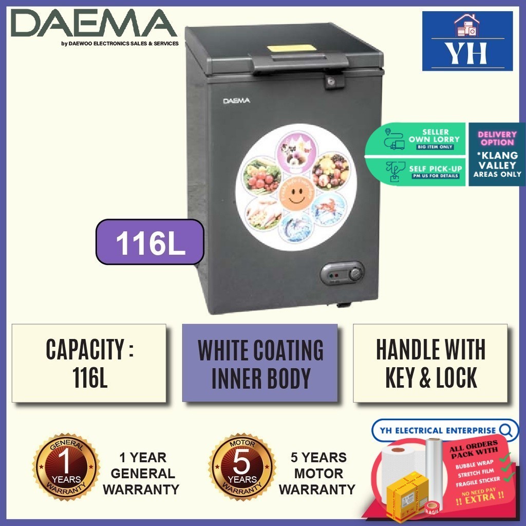 Daema DFZ-1161CG 116L R600a Chest Freezer with Key & Lock | Shopee Malaysia