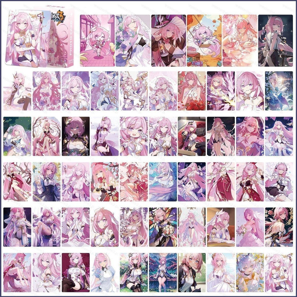 YE 55PCS/set Elysia Honkai Impact 3 laser card Lomo card postcard ...