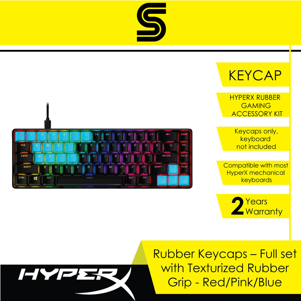 HyperX Rubber Keycaps - Full set with Texturized Rubber Grip - Red/Pink ...
