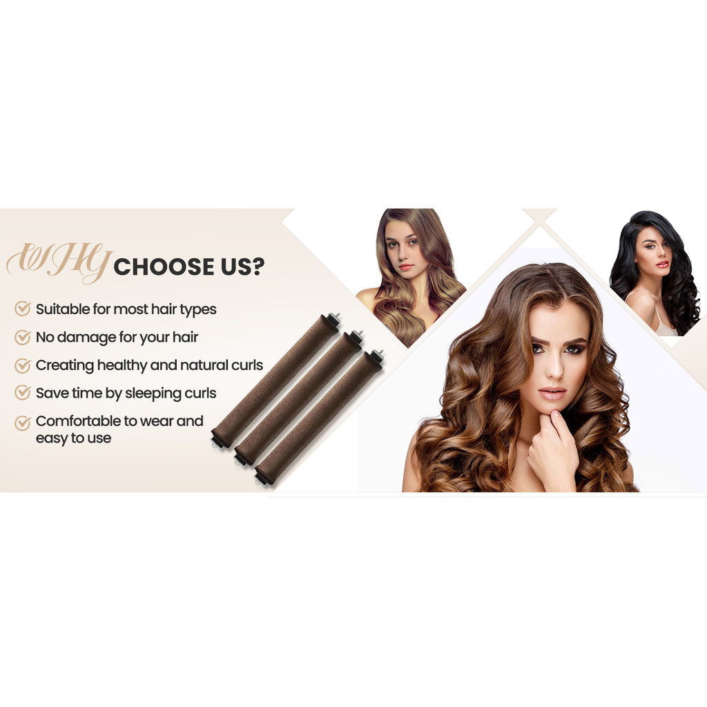 Heatless Curls Overnight - 3PCS Overnight Curls Blowout Rods, Heatless ...