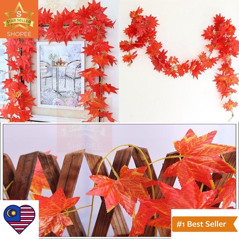 (MW)2.4M Autumn Maple LeavesVine / Fake Foliage Maple Leaf Vine / Fake ...