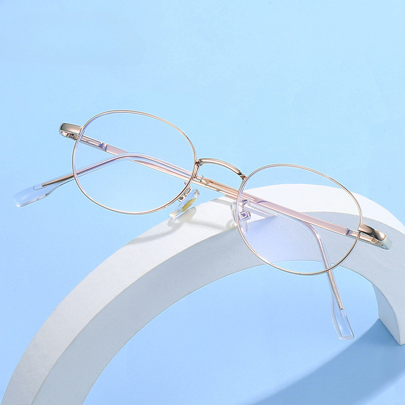 Mini oval small frame glasses for men and women anti-blue light flat ...
