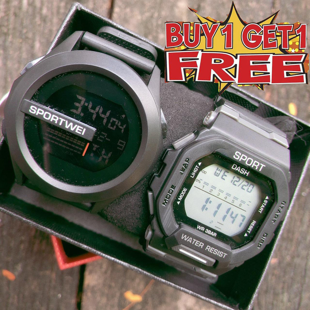 Original POSHI Jam Tangan Lelaki Buy 1 Take 1 Waterproof Alarm Digital ...