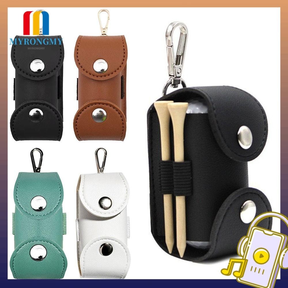 MYRONGMY Golf Ball Storage Pouch, Small PU Leather Golf Ball Bag ...