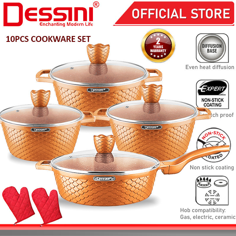 DESSINI ITALY GGF-10-S 10 Pcs Casserole Die Cast Aluminium Non Stick ...