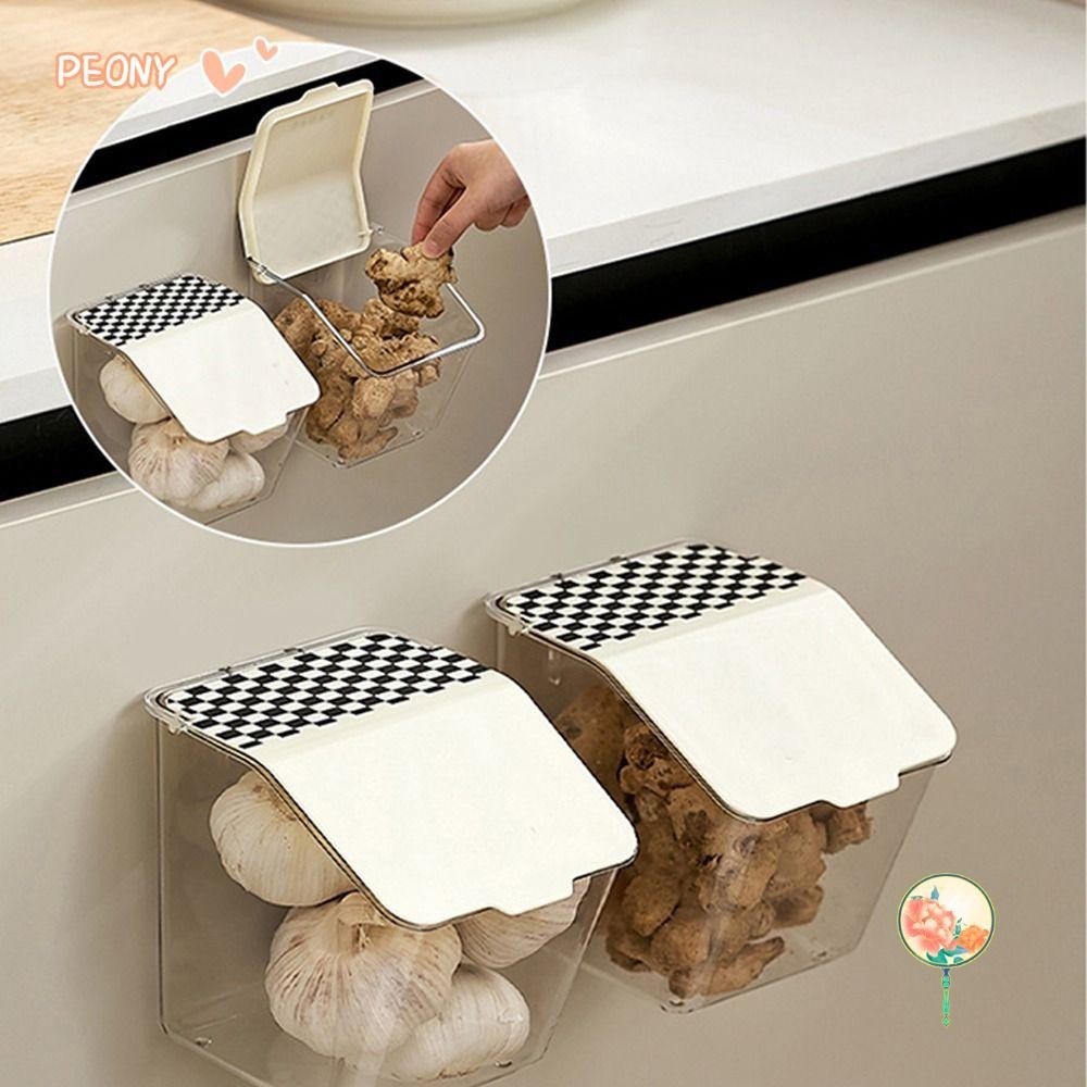 PEONY-HOME Garlic Storage Container, Sealed Plastic Onion Ginger ...