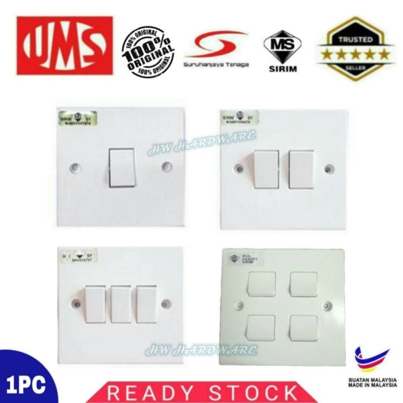 100% Original UMS 10AX 250V Flush Switch ON OFF Suis (1/2/3/4 Gang 1 ...