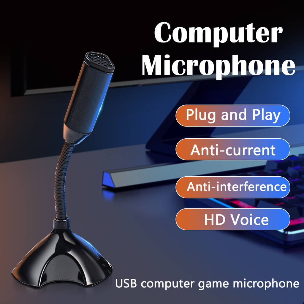 USB Laptop Microphone Voice Mic High Sensitivity Mini Studio Speech Mic ...