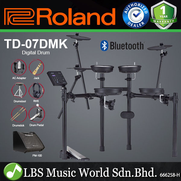 Roland V-Drums TD-07DMK With Roland PM-100 Monitor Speaker and RH-5 Headphone (TD07DMK TD 07DMK ...