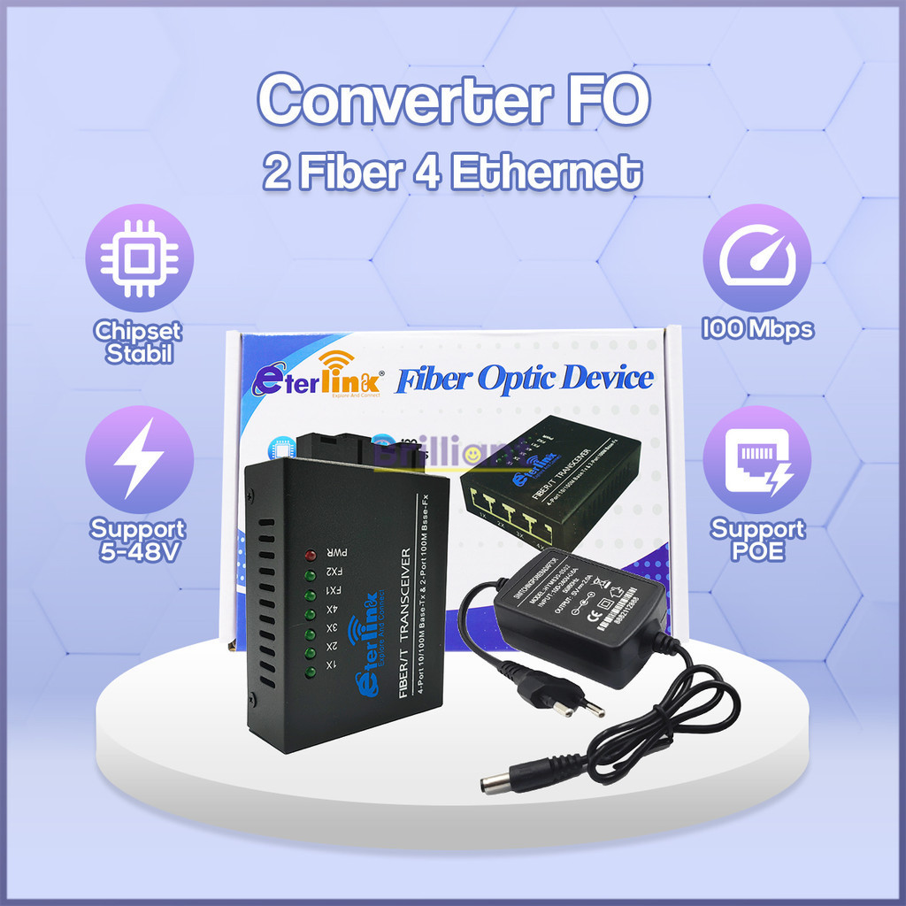 【Support Poe】10/100mbps 2F4E Fiber Converter Switch Single Mode Fiber ...