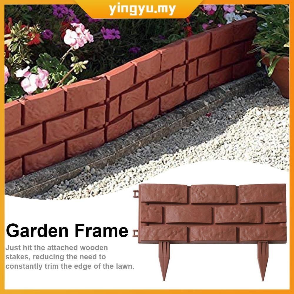 Garden Fence Edging Plastic Stone Brick Effect Lawn Flower Bed Edging ...