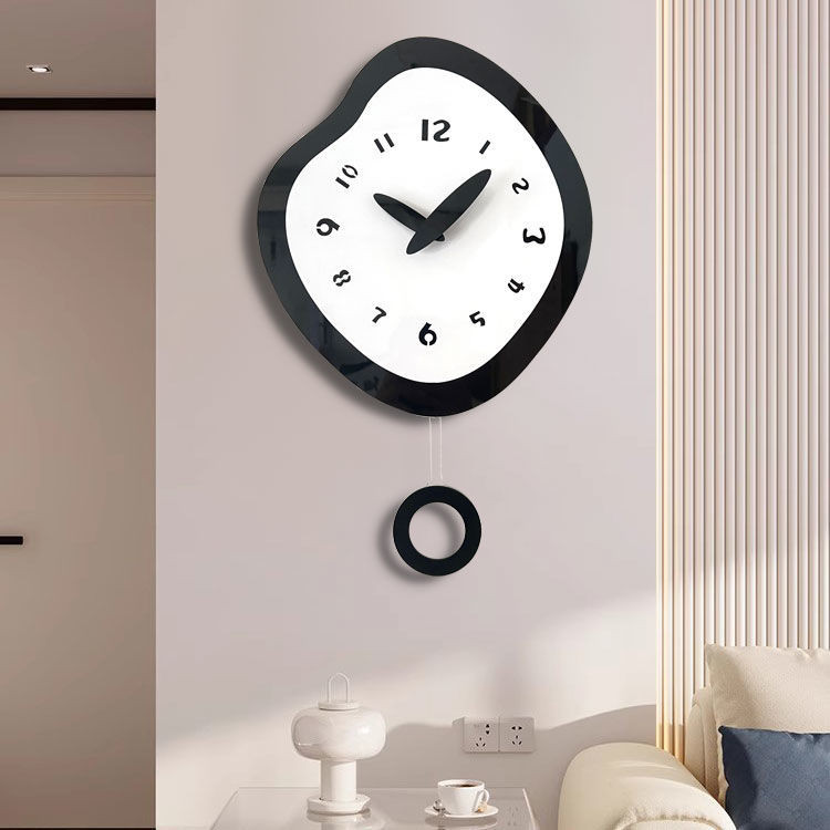 Perforation-free Clock Modern Minimalist Swing Wall Clock French Art ...