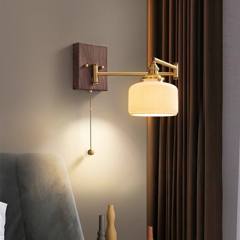 Retro Folding Wall Lamp - Full Copper Design with Pull Cord Switch ...