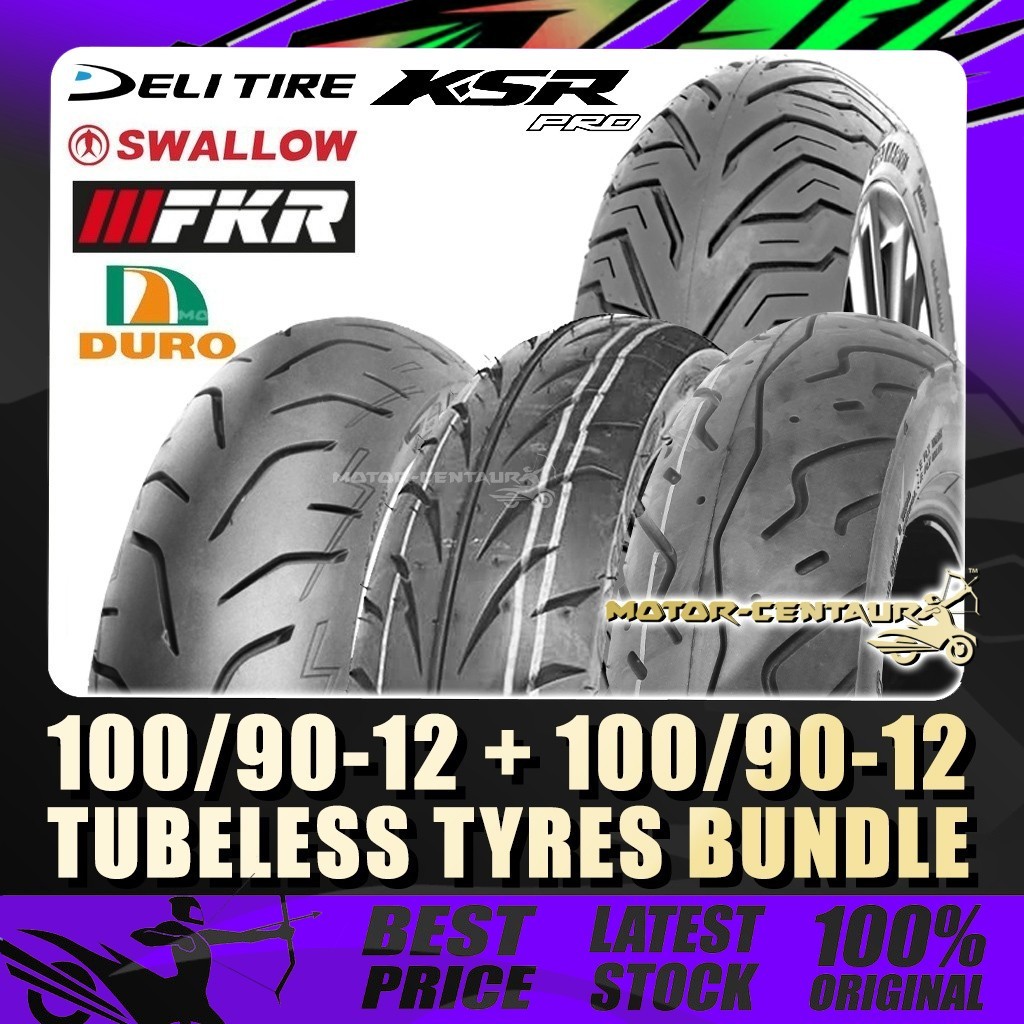 TAYAR DURO,FKR,DELI/SWALLOW, 2x 100/90-12 FOR KAWASAKI KSR110 PRO ...