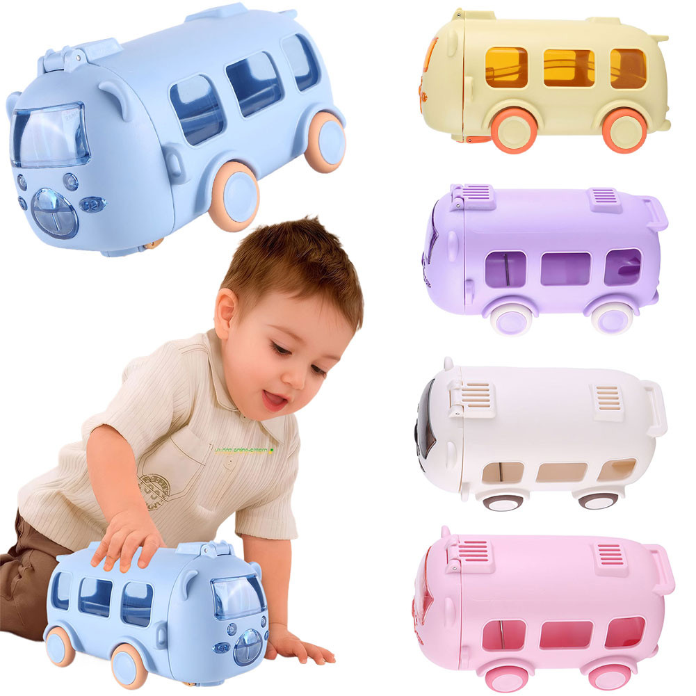 500ML Bus Shape Water Jug Toy with Movable Wheels & Strap for Home ...