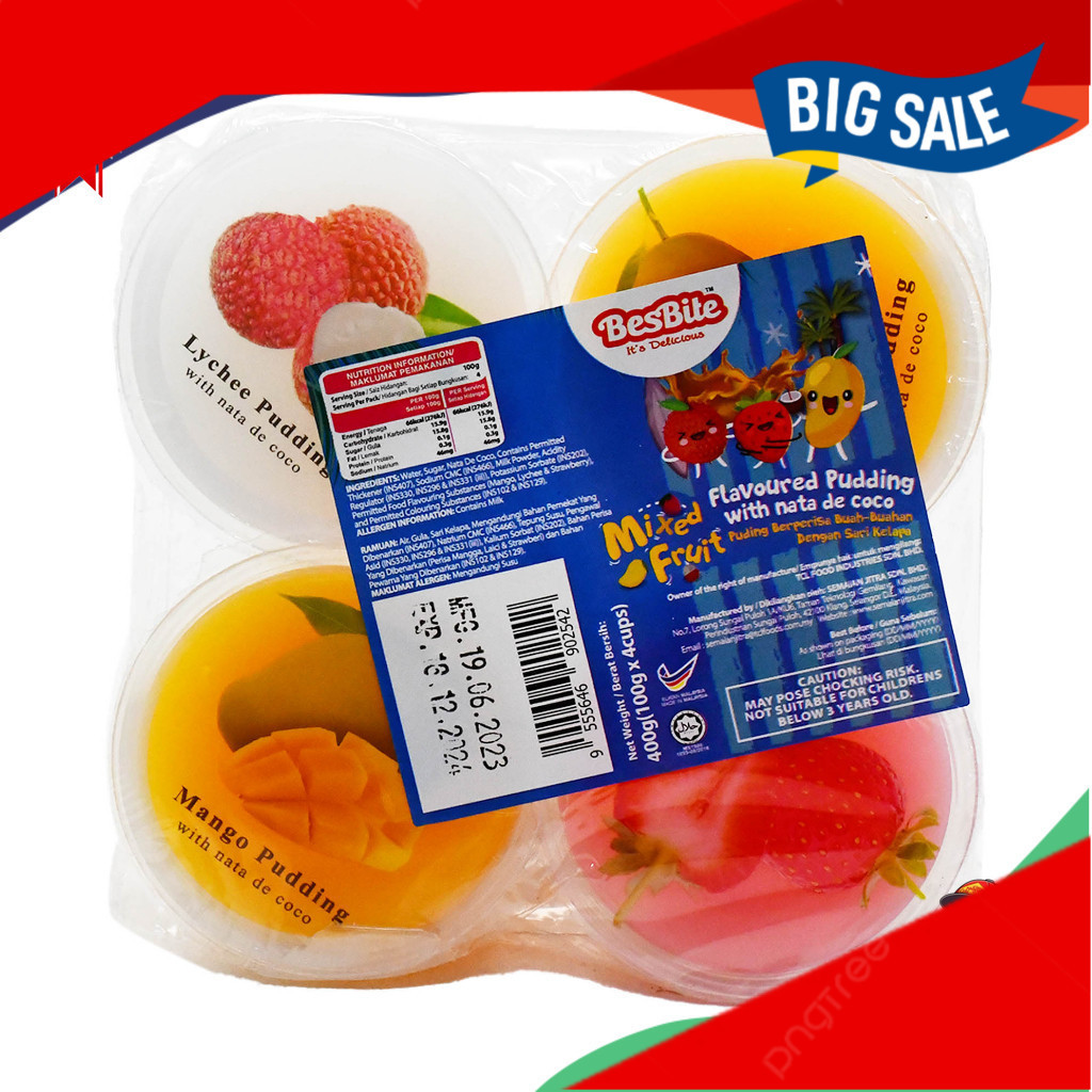 (4pcs) HALAL, Jelly Nata Decoco, Puding Nata De Coco Assorted Pudding ...