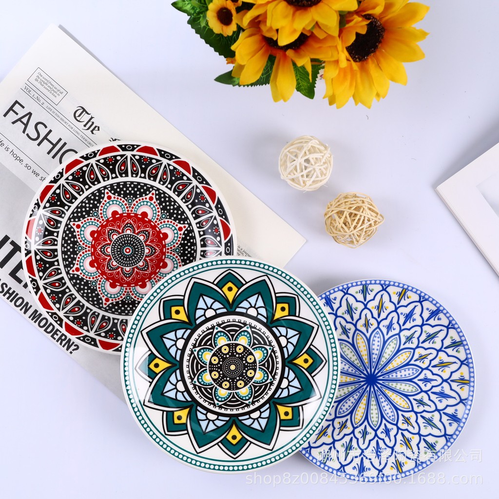 New retro bohemian print plate creative pattern plate | Shopee Malaysia