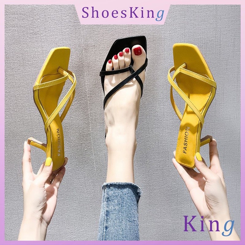 Kasut raya Sandal Perumpuan cross high heels (5 cm) | Shopee Malaysia