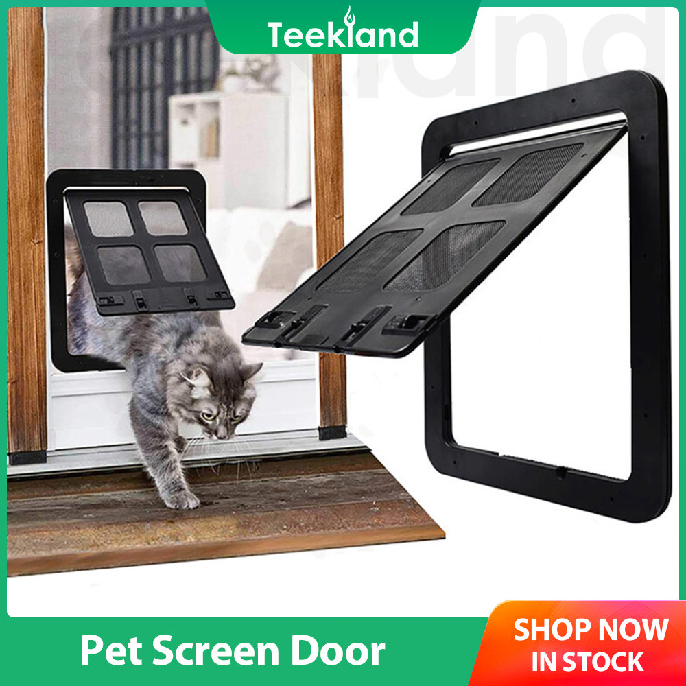 Teekland Pet Door Pet Gate Frame Free Entry and Exit Flap Door Lockable ...