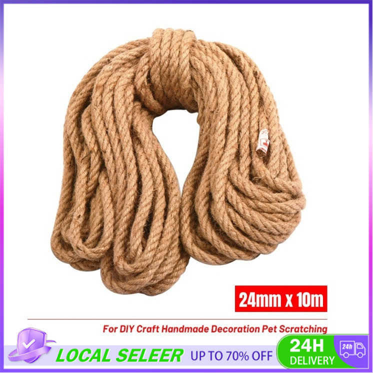 10Meters Hemp Rope Jute Outdoor Hiking Climbing Jute Hemp rope 麻绳 拔河绳 ...