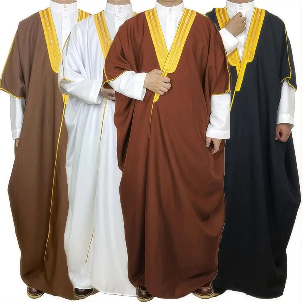 Muslim Retro Jubba Thobe Embroidery Bachelor Clothes Arabic Men Islamic ...