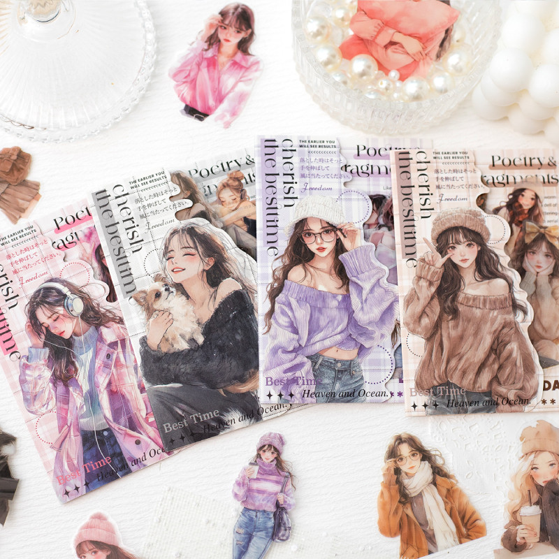 Midoo 30pcs Cute Cartoon Girl Stickers Scrapbooking Collage Junk ...