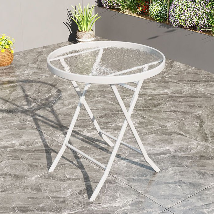 Folding dining table milk tea shop simple small round table balcony ...