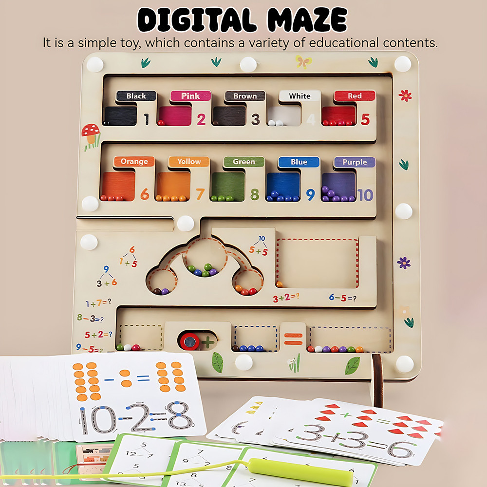Magnetic Color and Number Maze Wooden Counting and Sorting Toys ...
