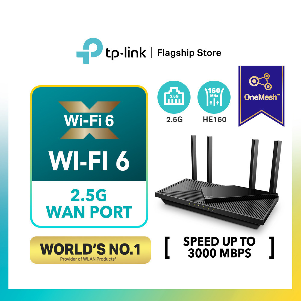 TP-Link Archer AX55 Pro AX3000 Wi-Fi 6 Router Dual Band Multi-Gigabit with 2.5G Port HomeShield ...